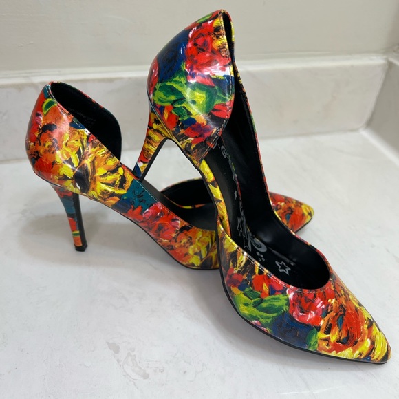 Brash | Shoes | Brash Women Karah Dorsay Shoes Yellow Floral Pointed ...